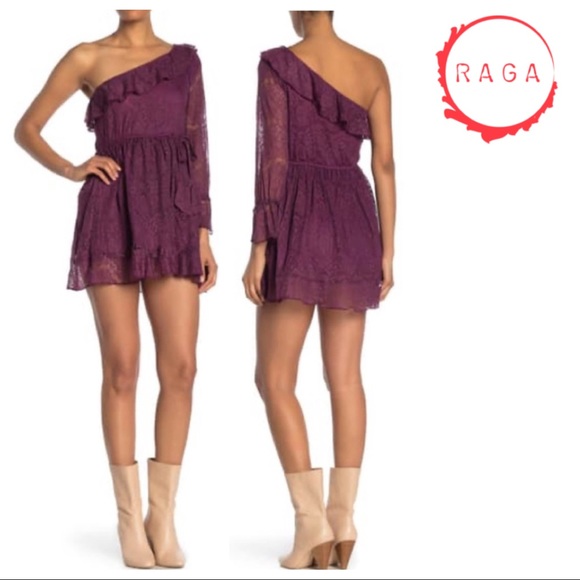RAGA | Dresses | Nwt Purple Berry Laney Oneshoulder Lace Dress | Poshmark